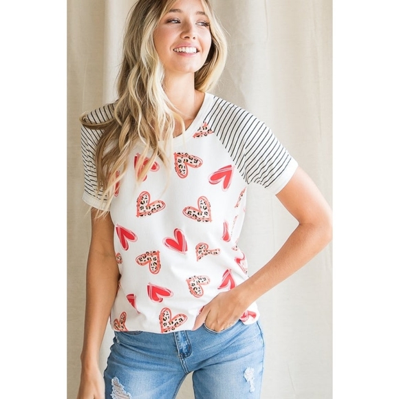 7th Ray | Tops | 7th Ray Womens Red Black Love Valentines Day Heart ...